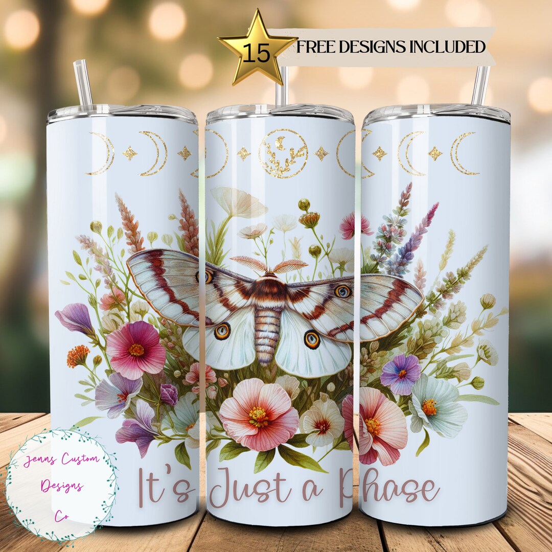 Luna Moth It's Just a Phase, Moon Phases 20 Oz Skinny Tumbler ...
