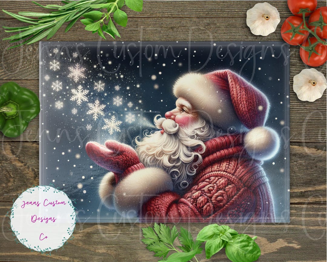 Santa Claus, Santa Blowing Snow Cutting Board Design Download ...