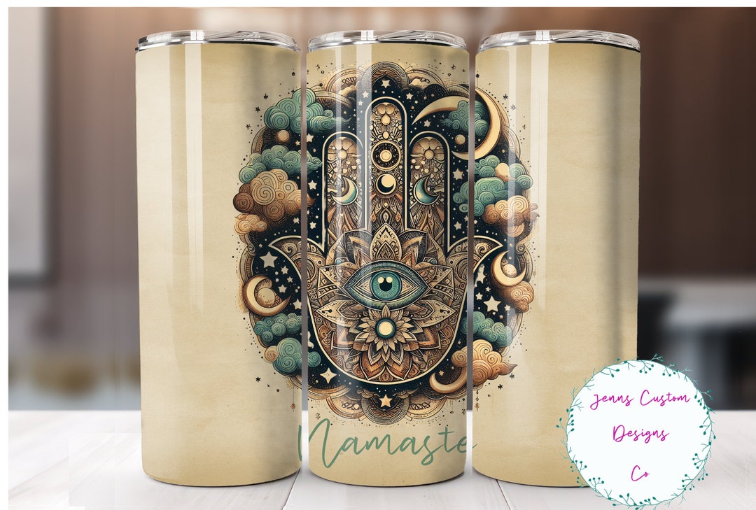 Hamsa Hand, Yoga Namaste 20oz Skinny Tumbler Sublimation Design Digital ...