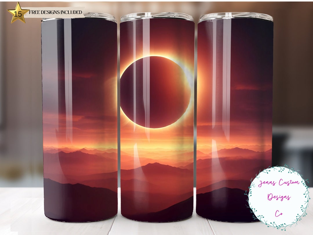 Total Solar Eclipse With Mountain Landscape 20 Oz Skinny Tumbler ...