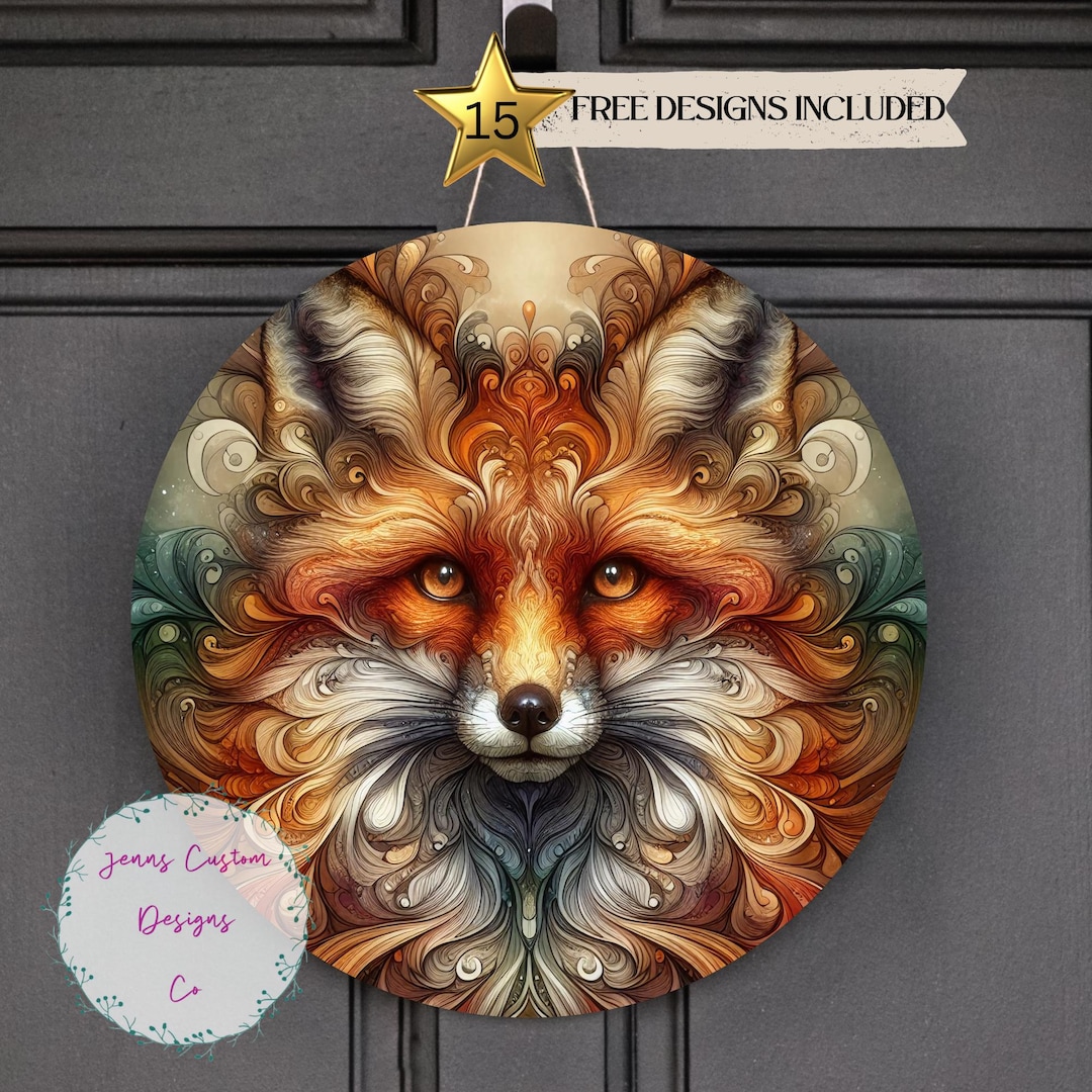 Fall Cottagecore Fox, Red Fox Sublimation Round Door Hanger Design PNG ...