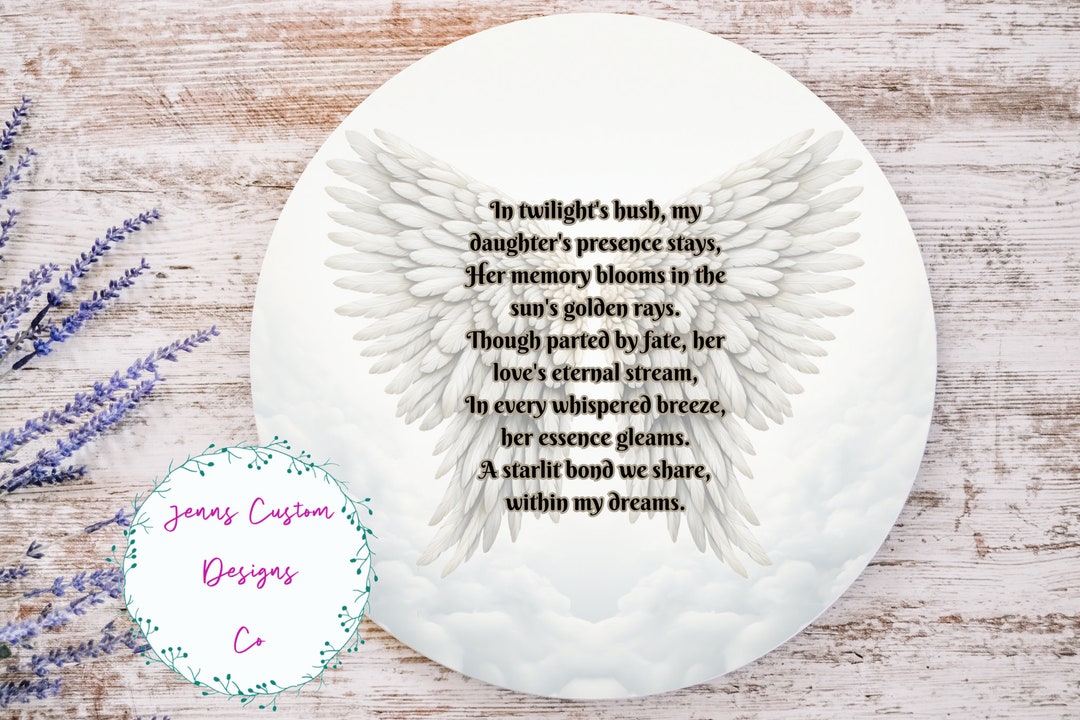 Memorial Poem on Angel Wings Sublimation Round Ornament PNG Design ...
