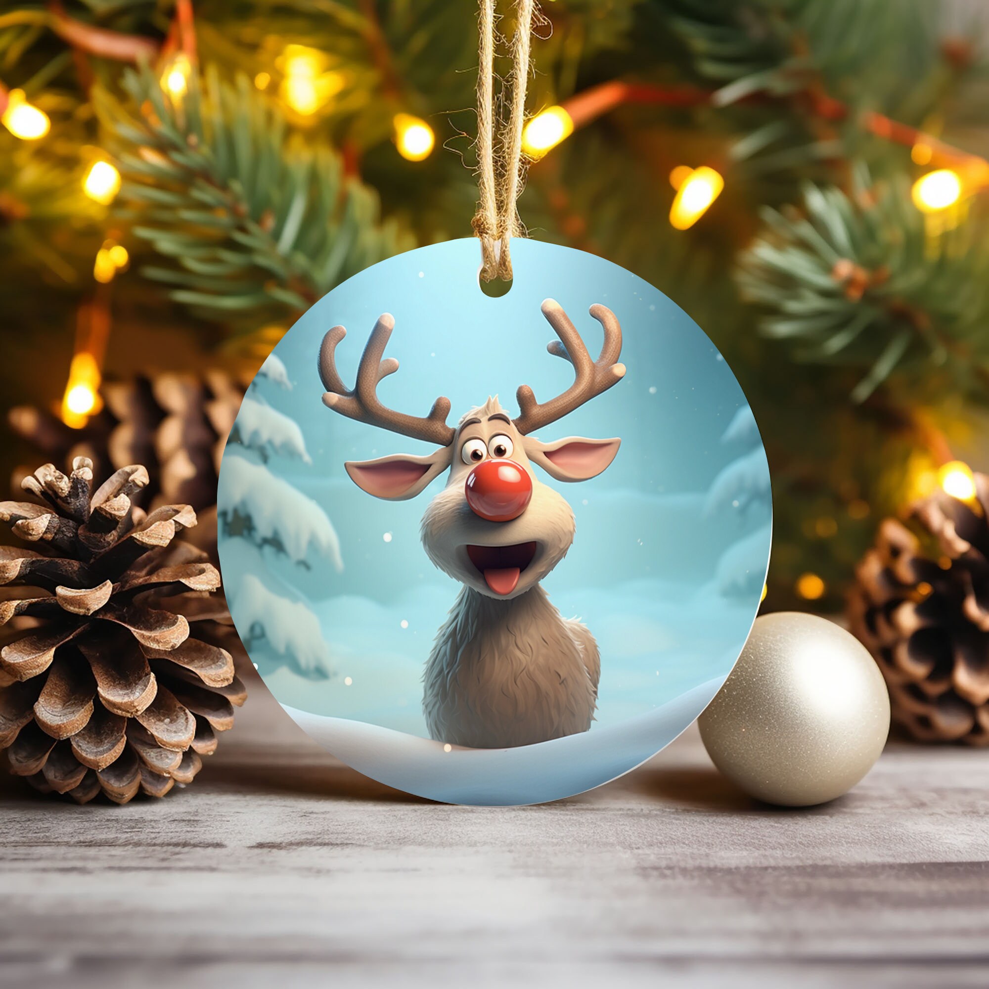 Funny Rudolph Sublimation Round Door Hanger Design PNG, Sublimation ...