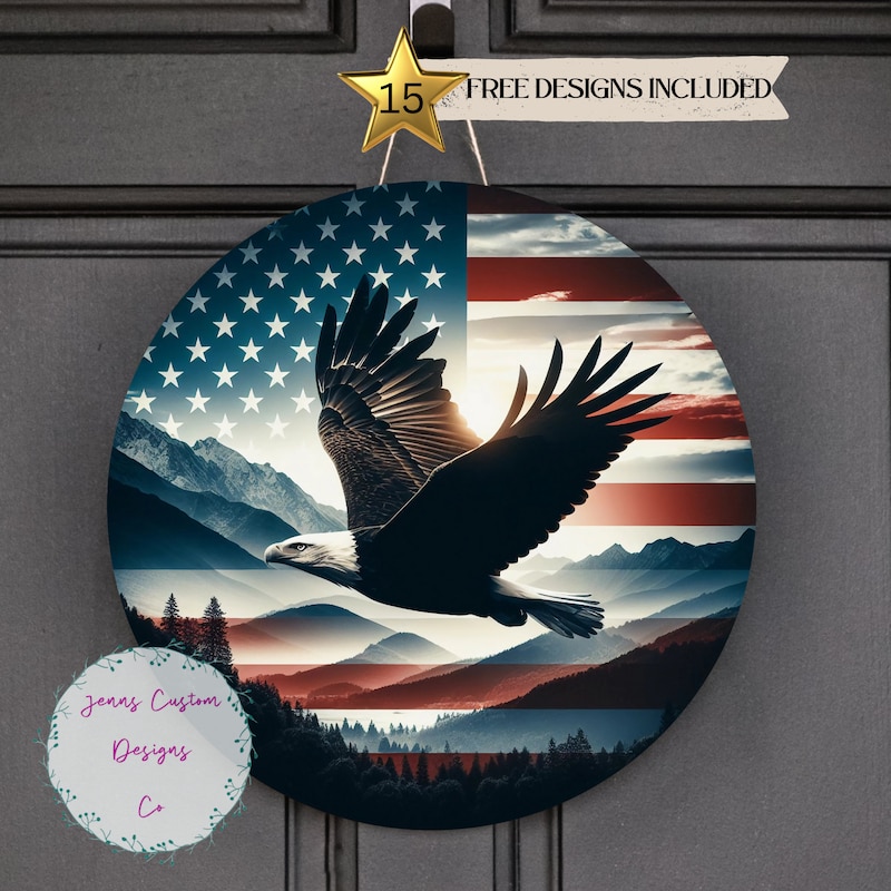 American Flag Circle Sign - Etsy