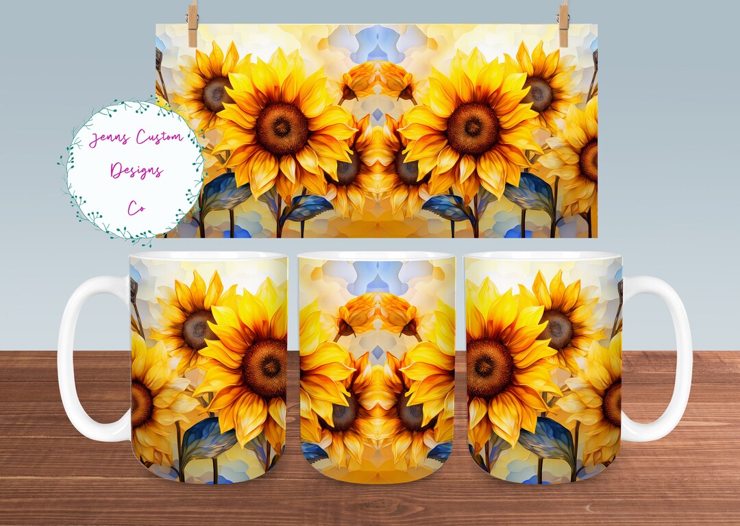 Vibrant Sunflowers Mug Sublimation Design Digital Download PNG Floral ...