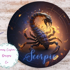 Scorpio Zodiac Sign Sublimation Round Door Hanger Design PNG ...