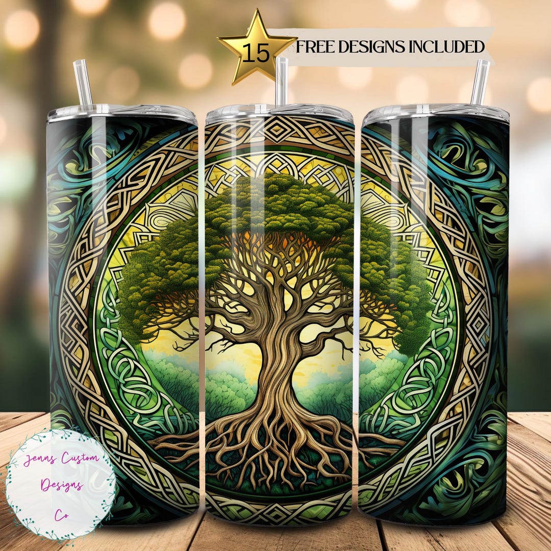 Celtic Knot Tree of Life, Irish 20 Oz Skinny Tumbler Sublimation Design ...