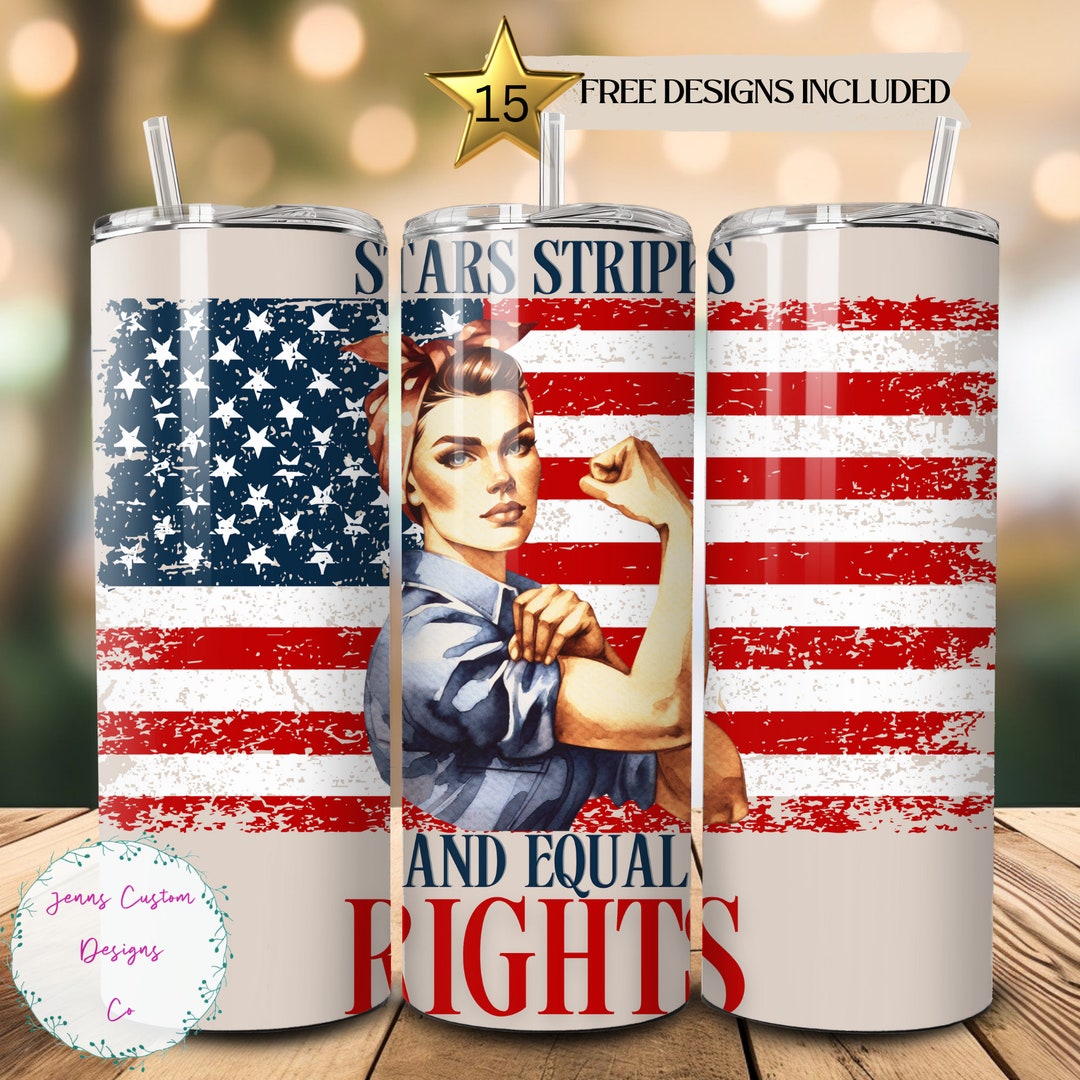 Stars Stripes and Equal Rights, American Flag 20 Oz Skinny Tumbler ...