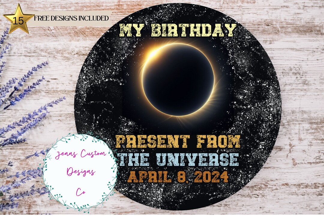 Total Solar Eclipse Birthday April 8th 2024 Sublimation Round Door ...