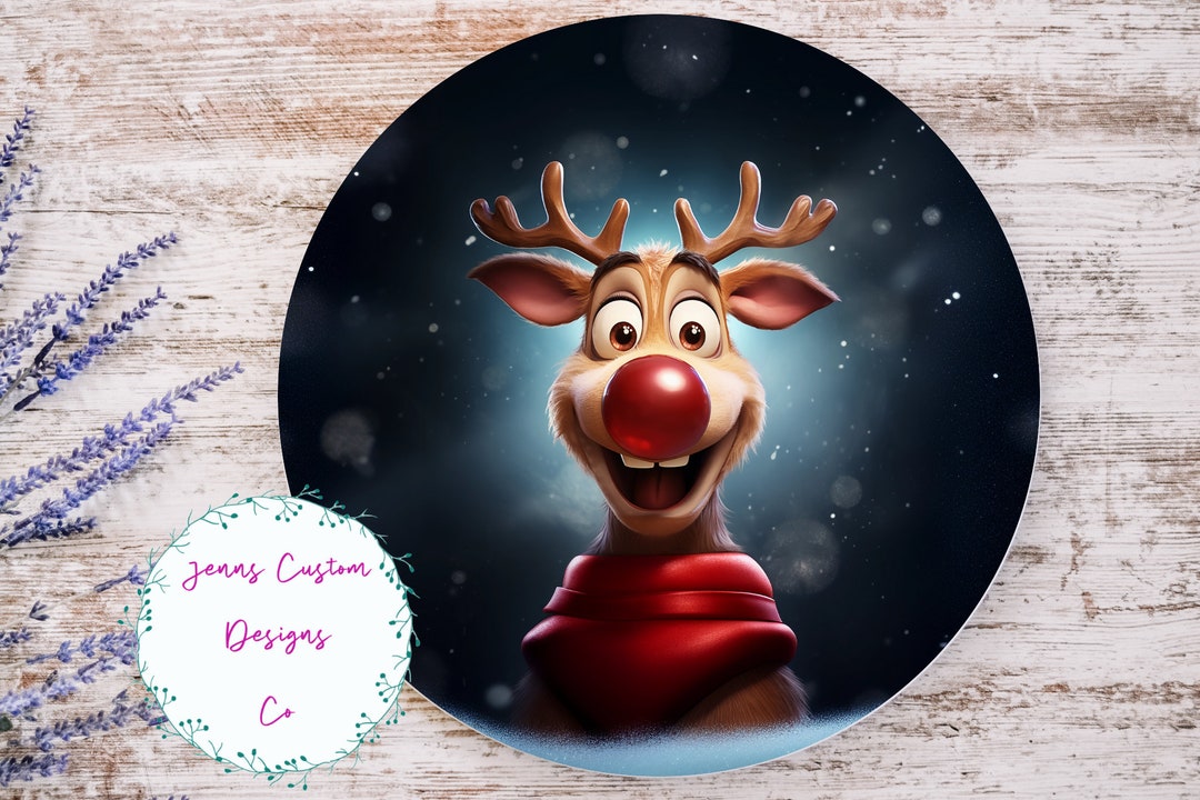 Fun Rudolph Sublimation Round Door Hanger Design PNG, Sublimation ...
