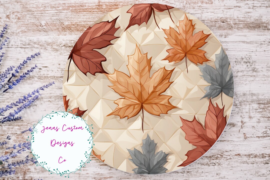 Fall Maple Leaves Patchwork Sublimation Round Door Hanger Design PNG ...