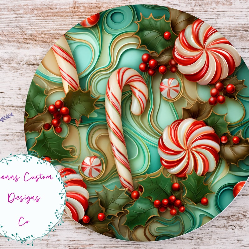 Candy Cane Round Ornament - Etsy
