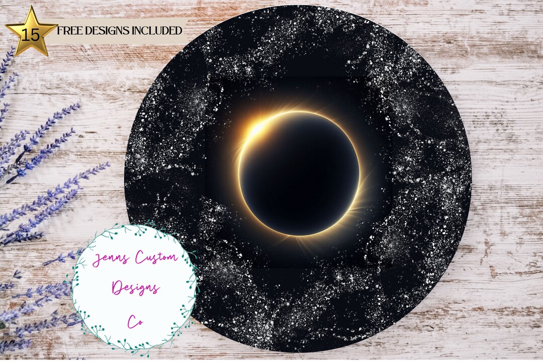 Total Solar Eclipse 2024 Sublimation Round Door Hanger Design PNG ...