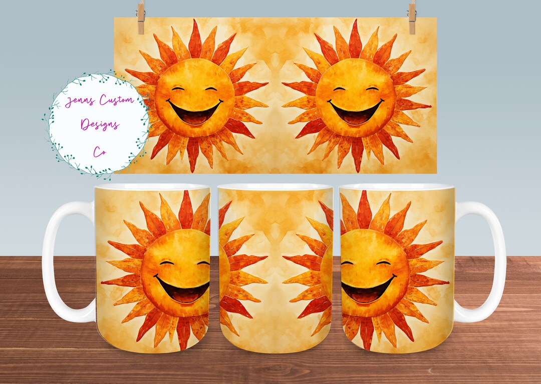 Cute Smiling Sun Mug Sublimation Design Digital Download PNG Sunshine ...