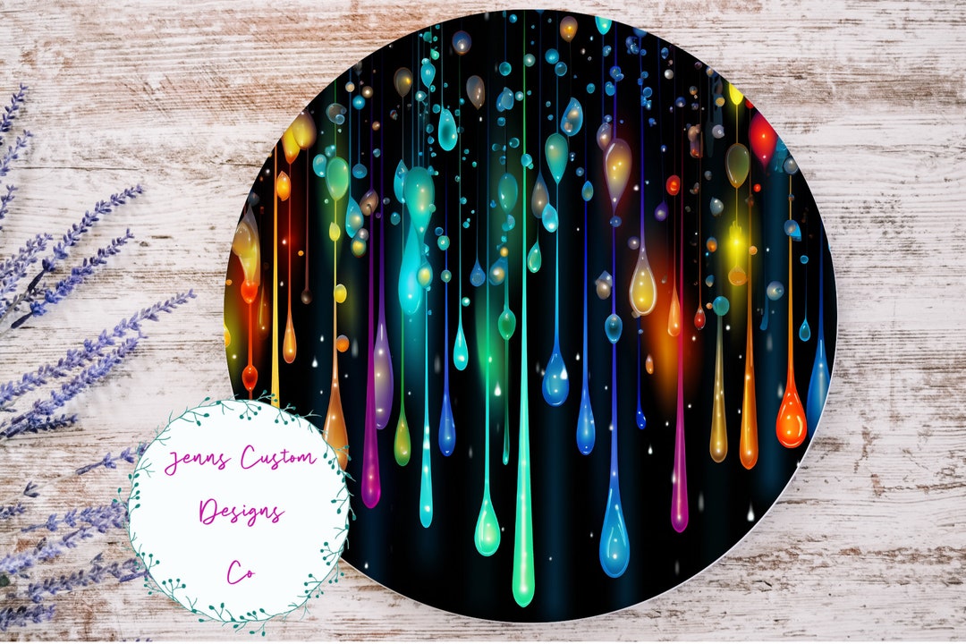 Abstract Neon Paint Drip Coaster PNG Round Design, Round Coasters ...