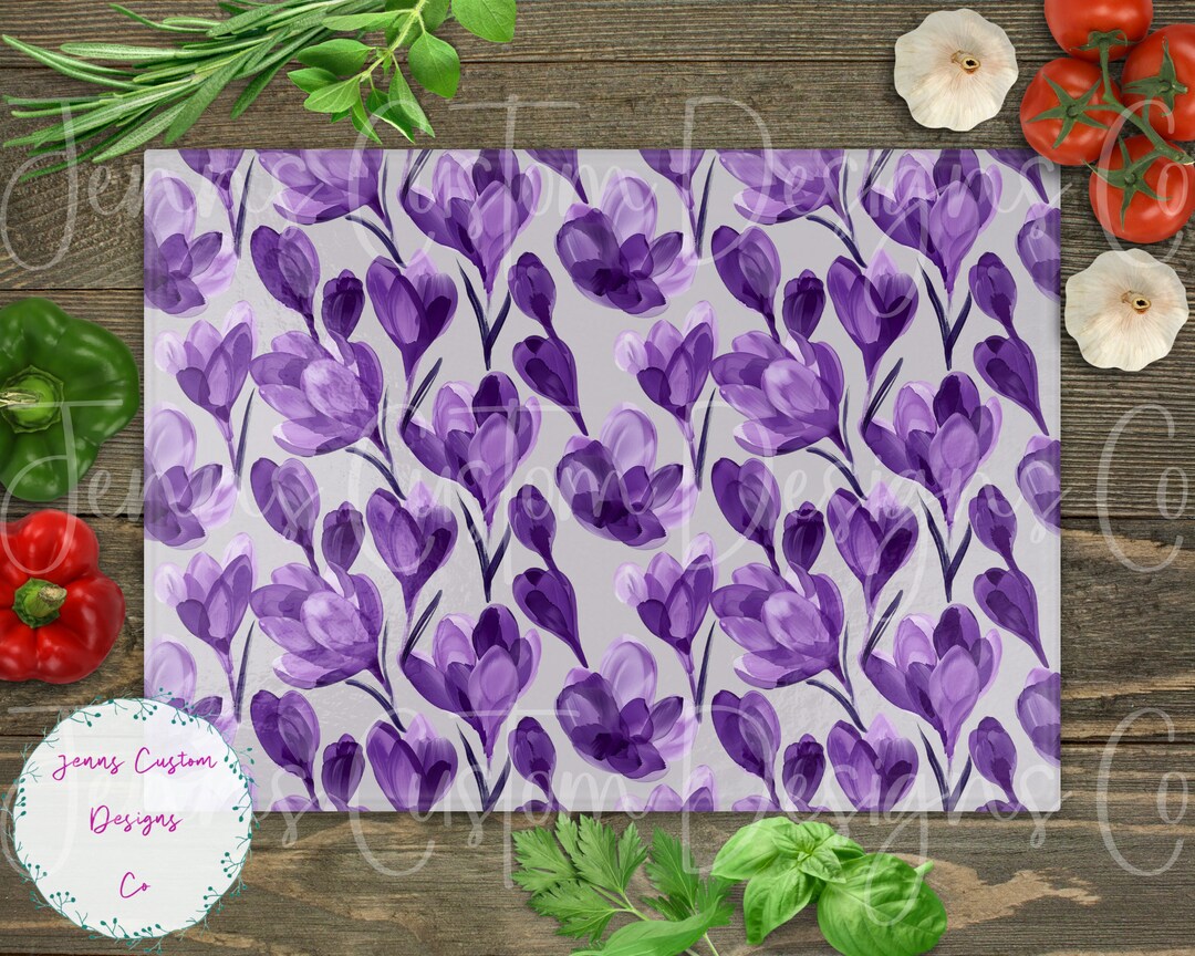 Purple Crocus, Cutting Board Design Download, Floral Cutting Board PNG ...
