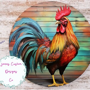 Colorful Rooster Sublimation Round Door Hanger Design PNG, Sublimation ...