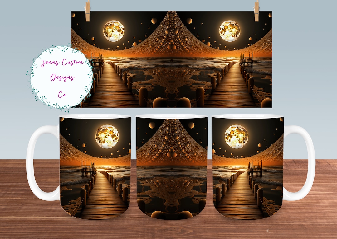 Mystical Bridge to Moon Mug Sublimation Design, Digital Download PNG ...
