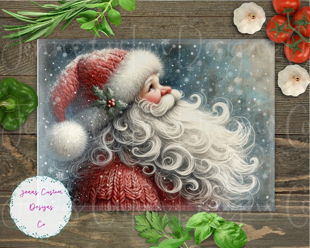 Watercolor Santa Claus Cutting Board Design Download, Christmas Cutting ...