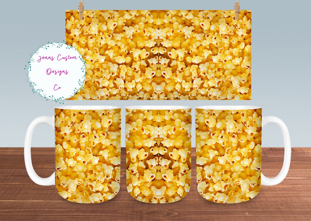 Buttered Popcorn Mug Sublimation Design Digital Download PNG Popcorn ...