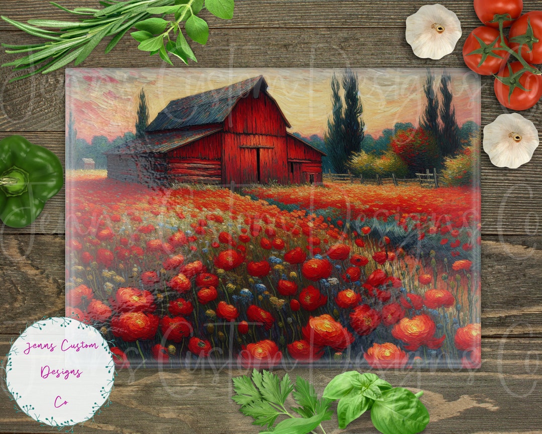 Rustic Red Barn, Farm Cutting Board Design Download, Farm Barn Cutting ...