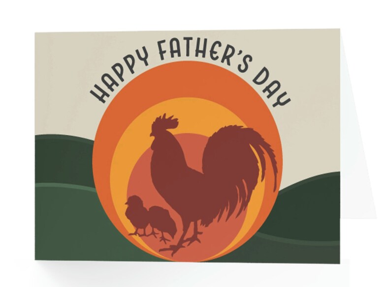 Retro Rooster Happy Father's Day Card - Etsy