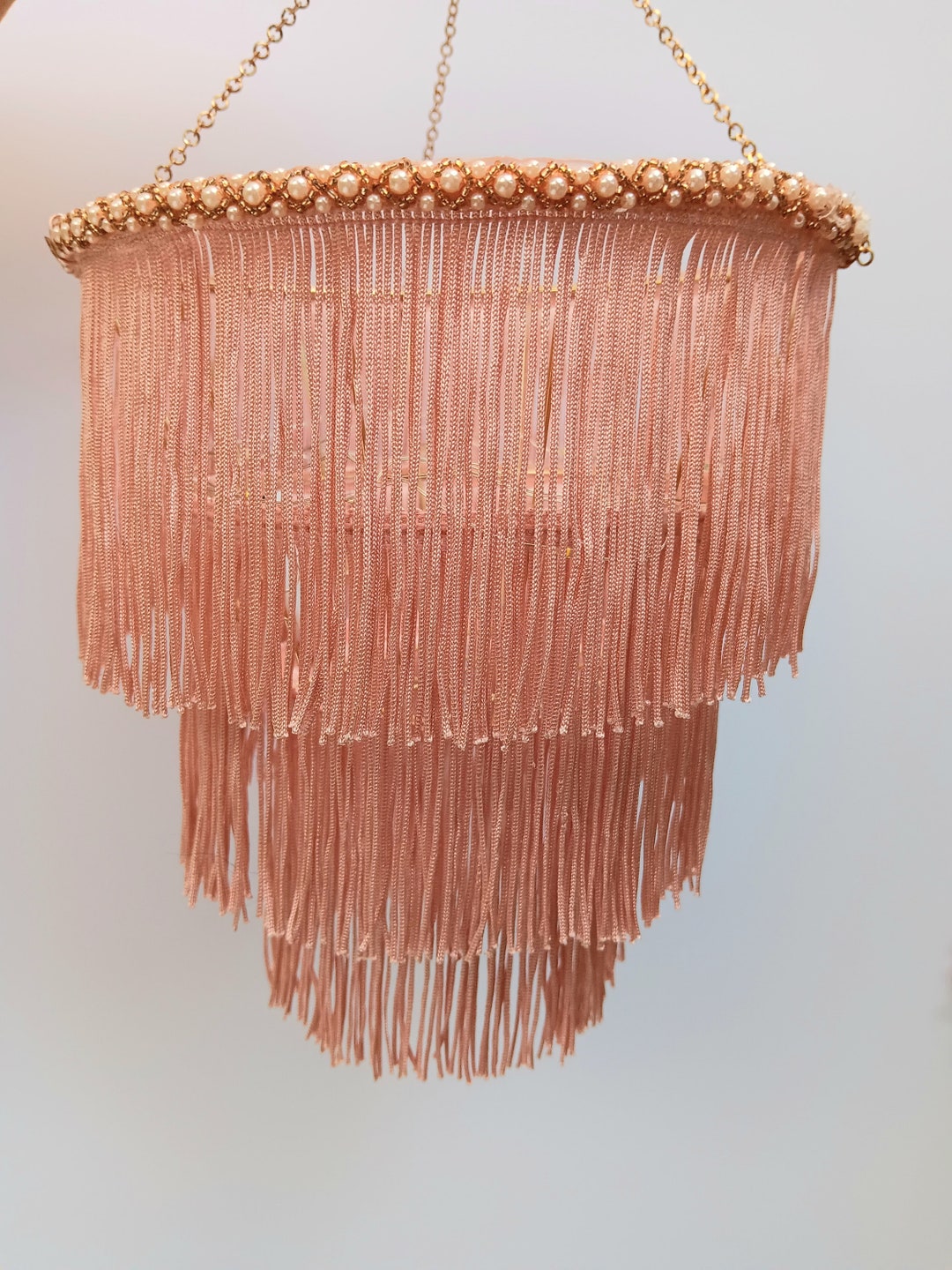Rose Gold Fringe Pendant Lamp - Etsy