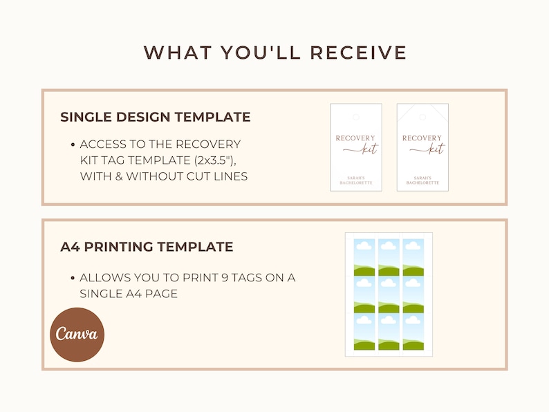 Recovery Kit Tag Template, Editable Wedding Hangover Kit Tag, Printable ...