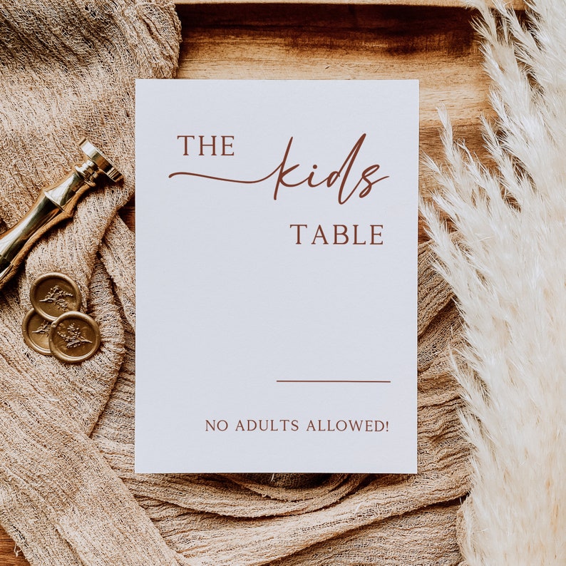 Kids Table Sign Template, Kids Table Wedding Sign, Custom Kids ...