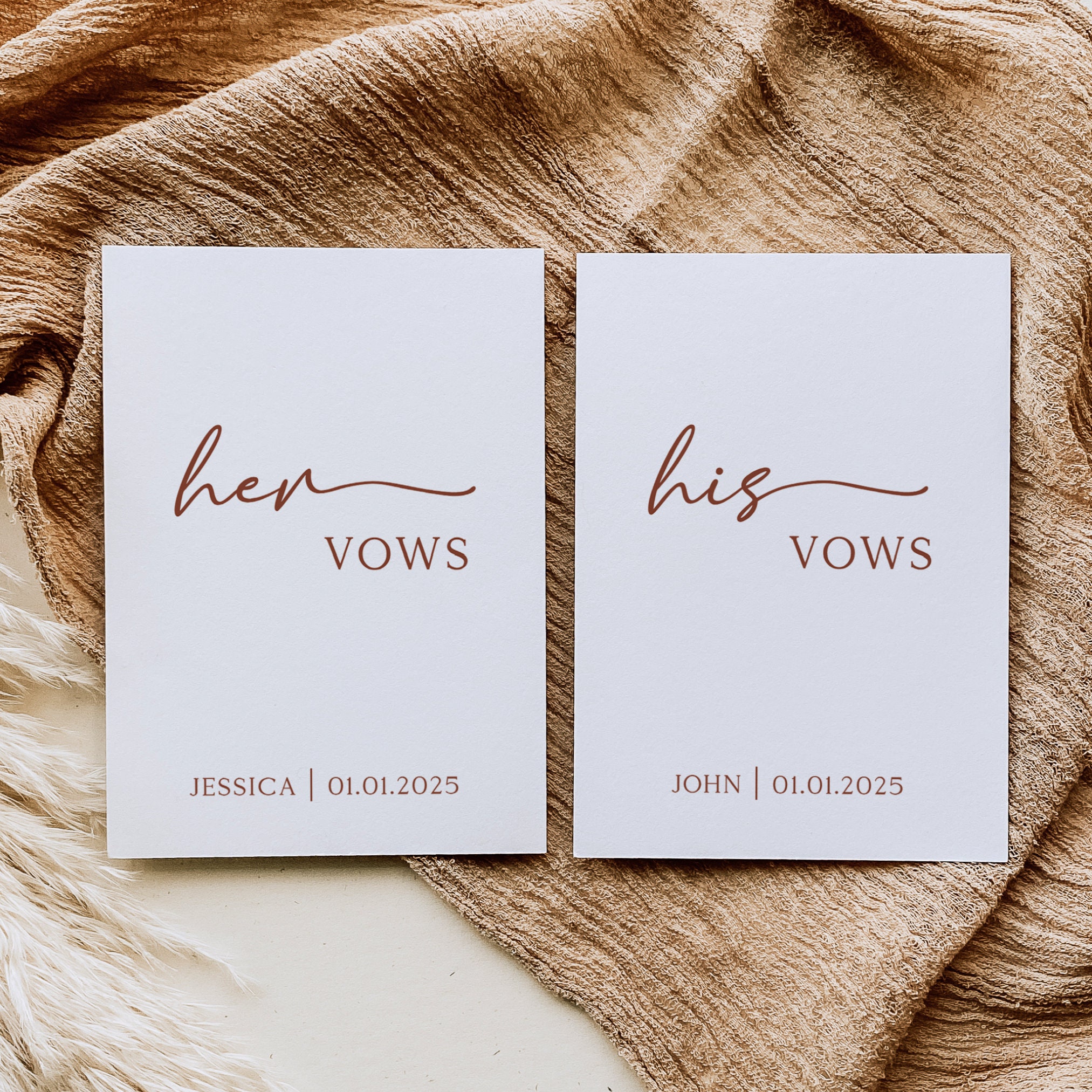 Wedding Vows Card Template, Printable His and Hers Vows Card, Our Vows ...