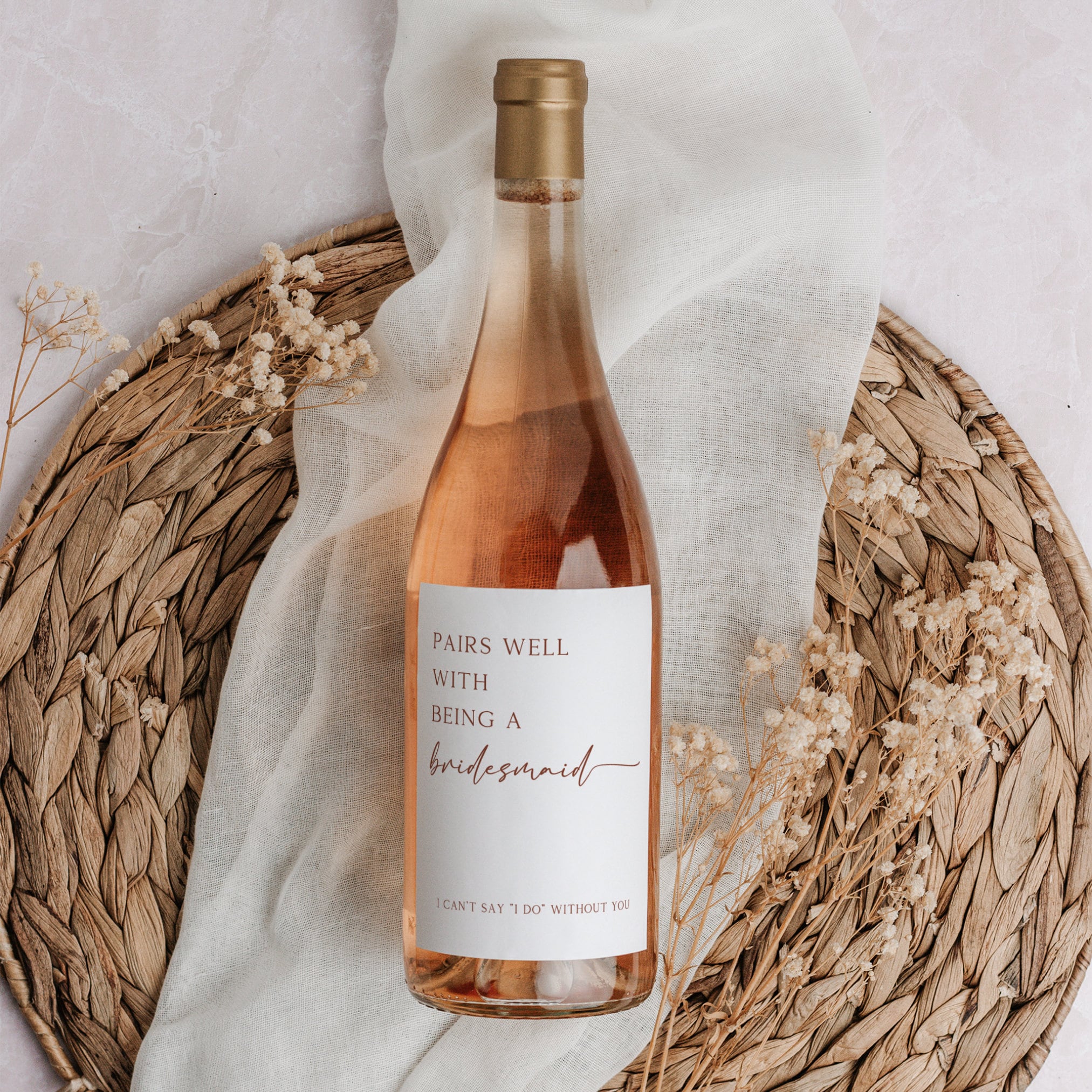 Custom Wine Label Template, Editable Champagne Label, Bridesmaid ...