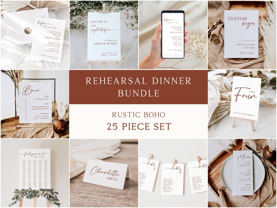 Rehearsal Dinner Bundle Templates, Rehearsal Dinner Set, Editable ...