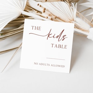Kids Table Sign Template, Kids Table Wedding Sign, Custom Kids ...