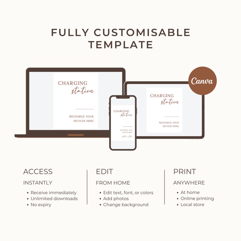 Charging Station Sign Template, Printable Wedding Sign, Recharge Your ...