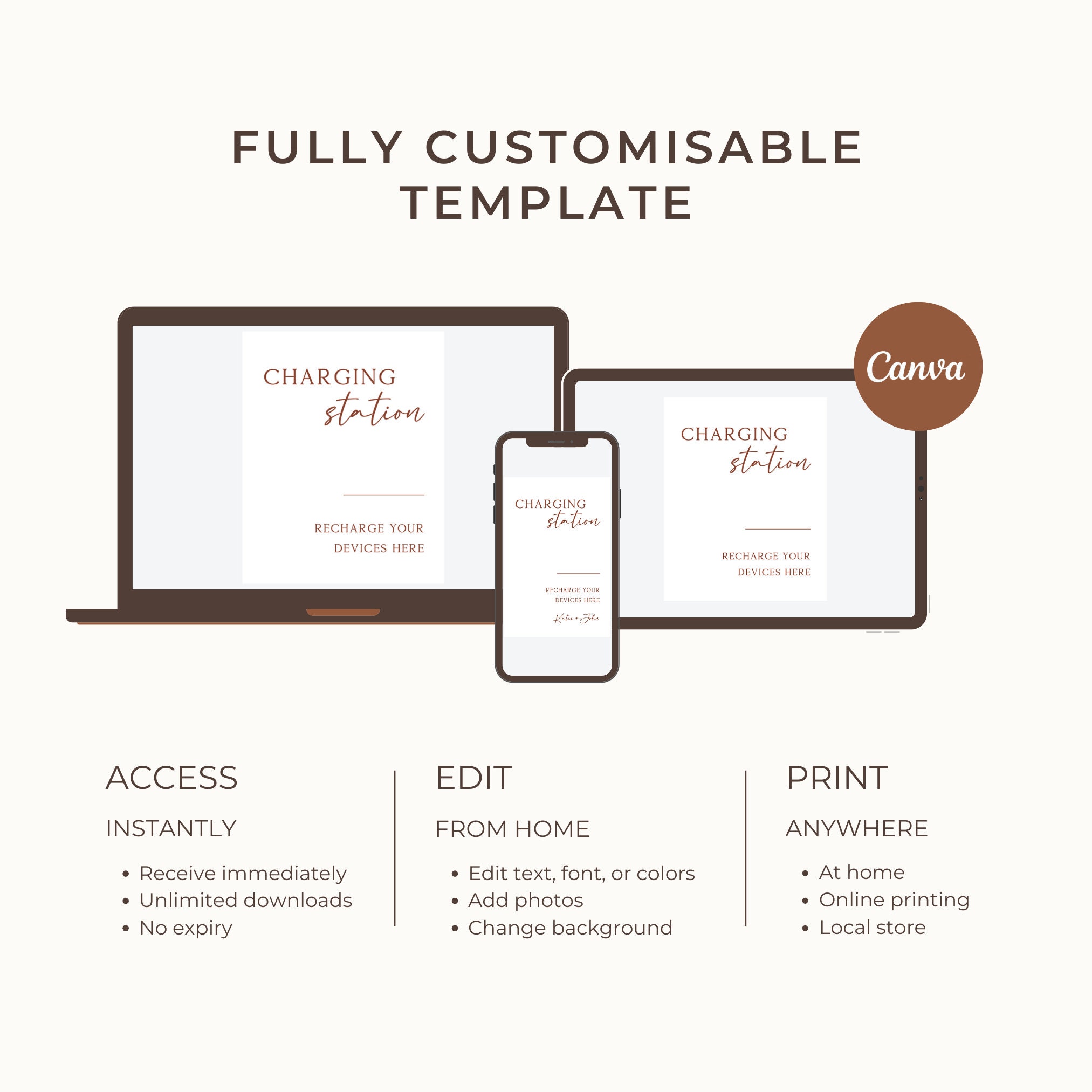 Charging Station Sign Template, Printable Wedding Sign, Recharge Your ...