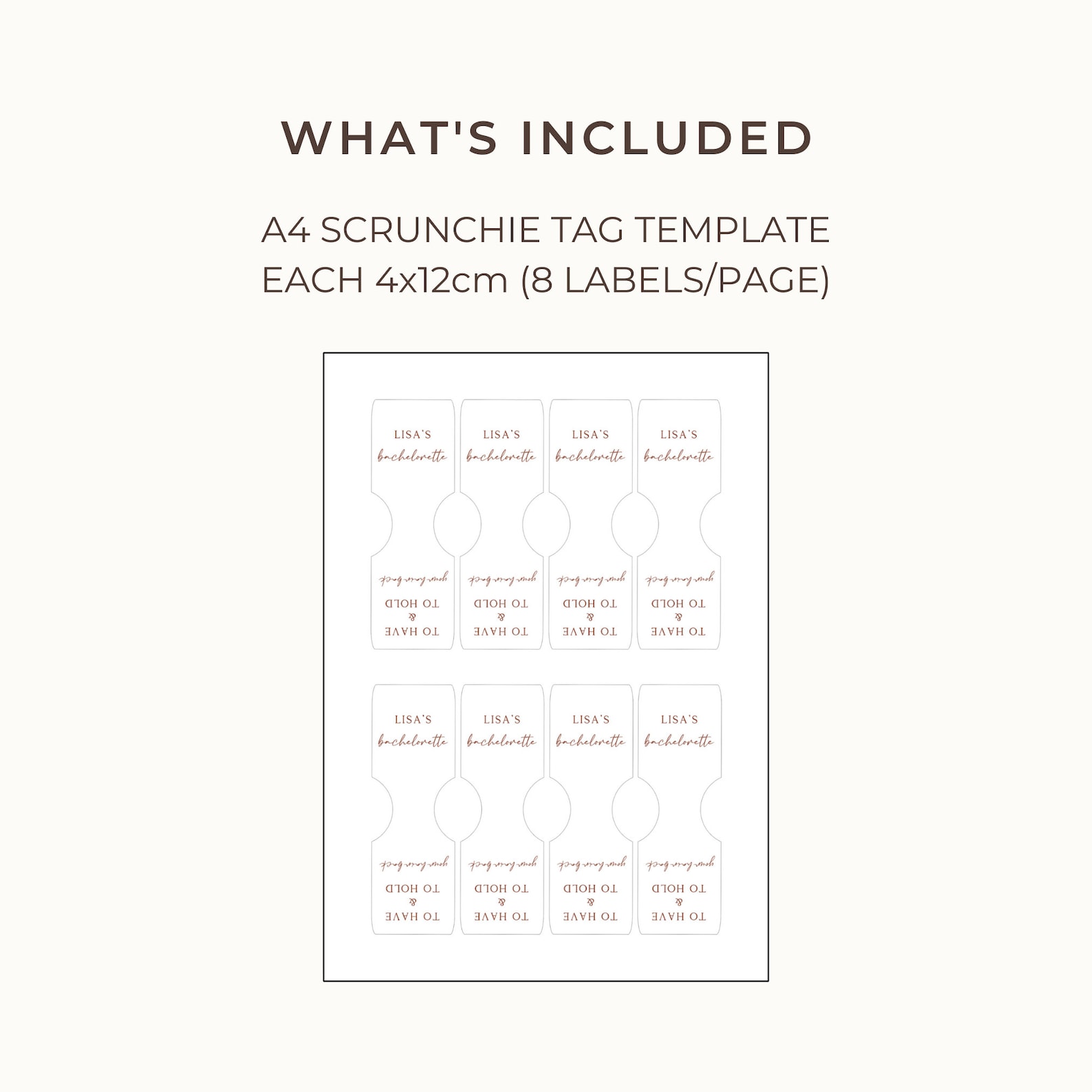 Printable Scrunchie Tag Template, Bachelorette Party Gift, to Have and ...