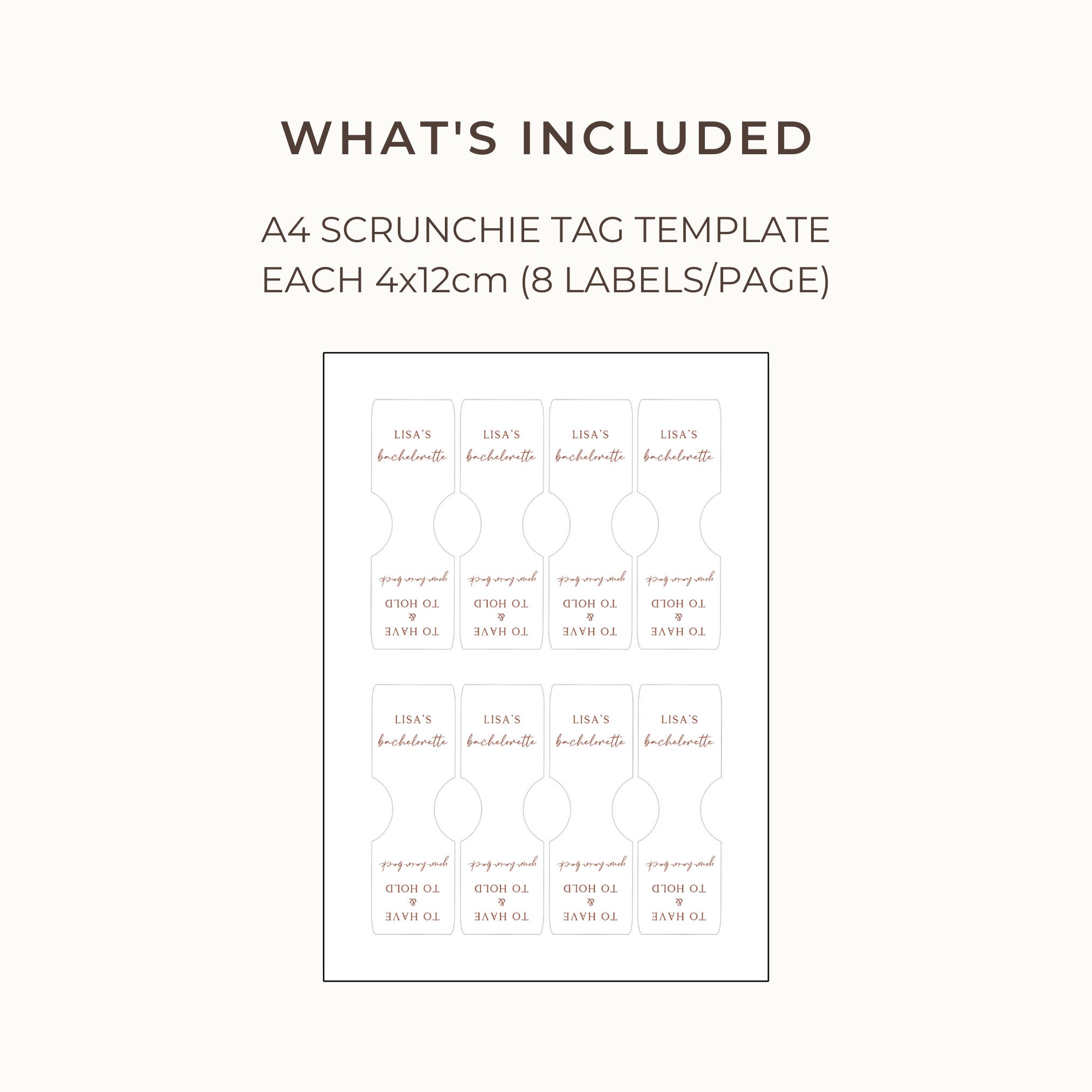 Printable Scrunchie Tag Template, Bachelorette Party Gift, to Have and ...