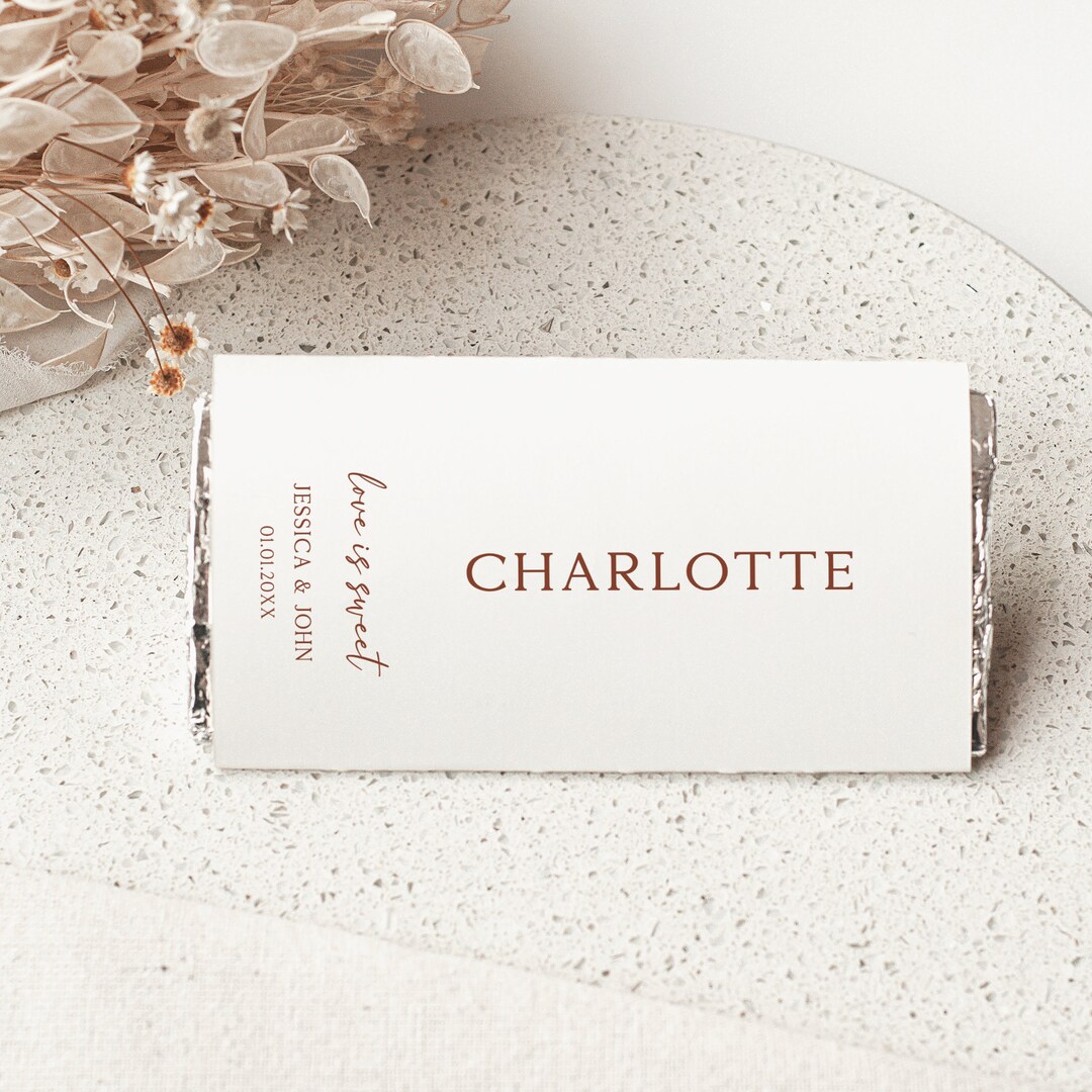 Chocolate Wrap Place Card Template, Chocolate Name Cards, Printable ...