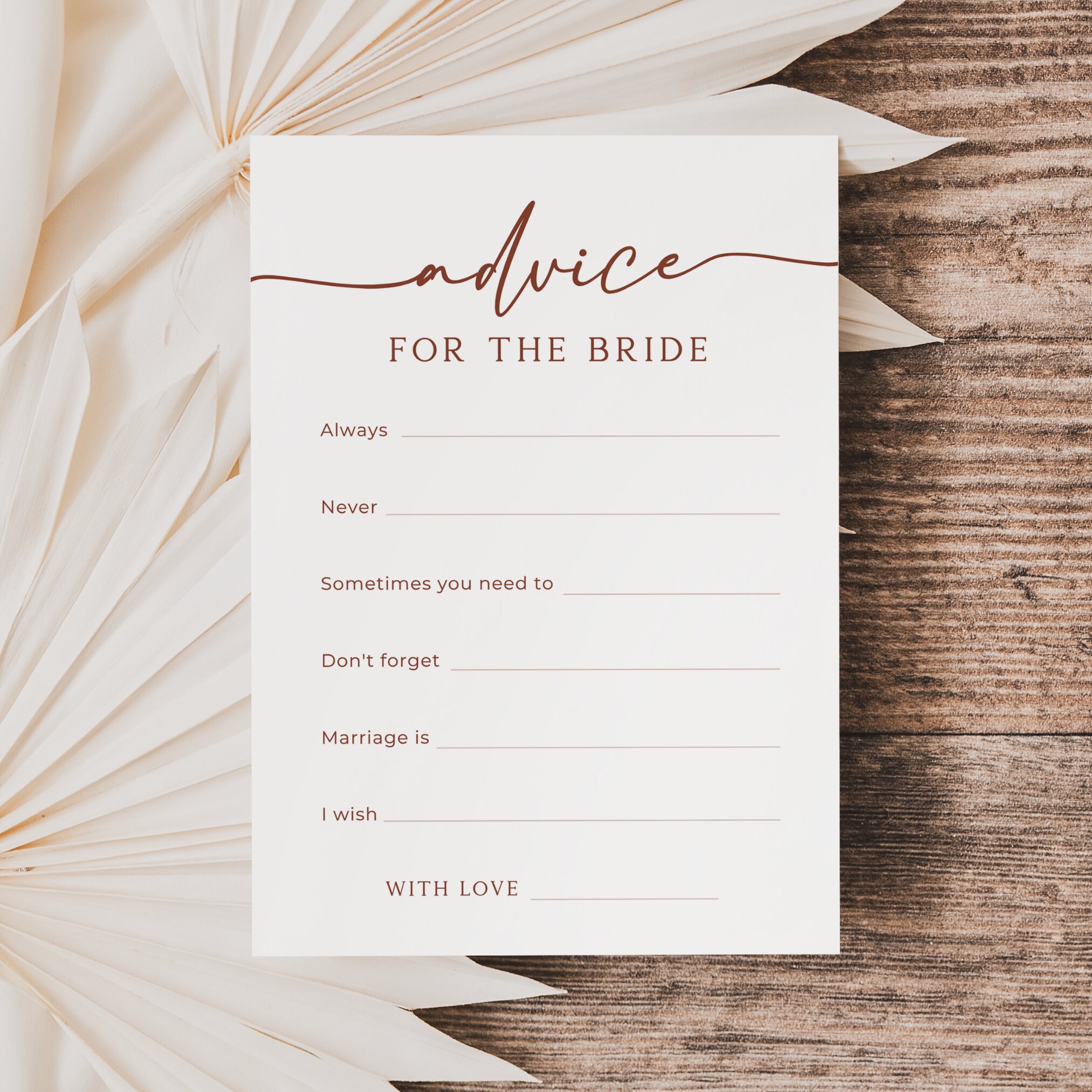 Advice for the Bride Bachelorette Game Template, Editable Bridal Shower ...