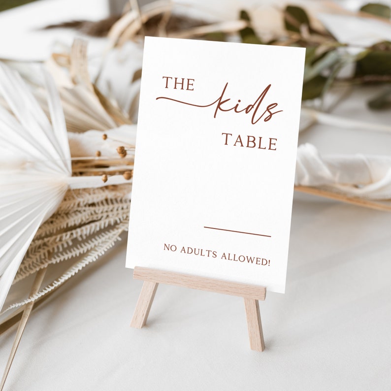 Kids Table Sign Template, Kids Table Wedding Sign, Custom Kids ...