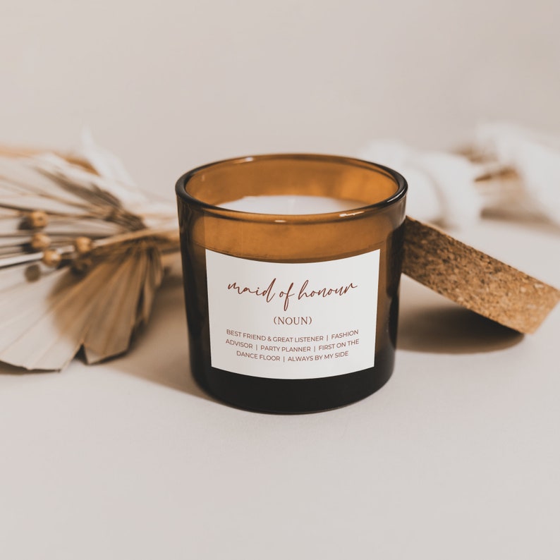 Bridesmaid Proposal Candle Label Template | Editable Bridesmaid Candle ...