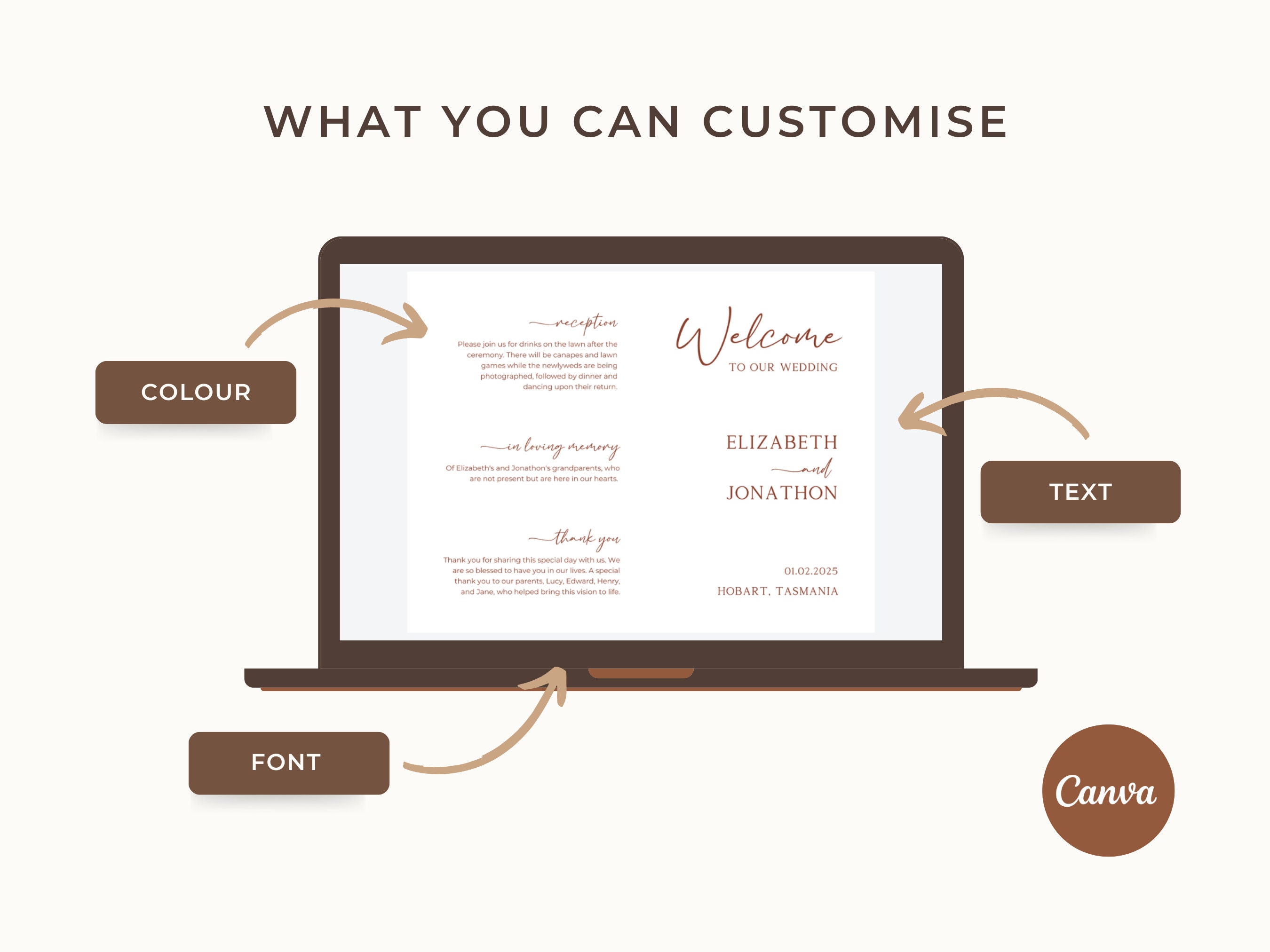 Wedding Program Template, Ceremony Program Wedding Template, Bifold ...