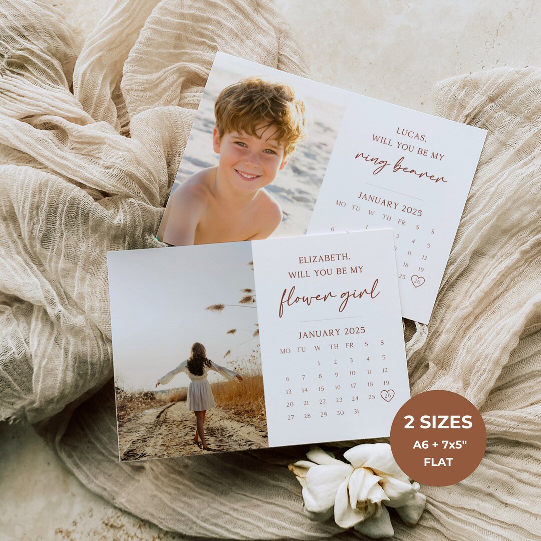Flower Girl Proposal Calendar Template, Editable Ring Bearer Proposal ...