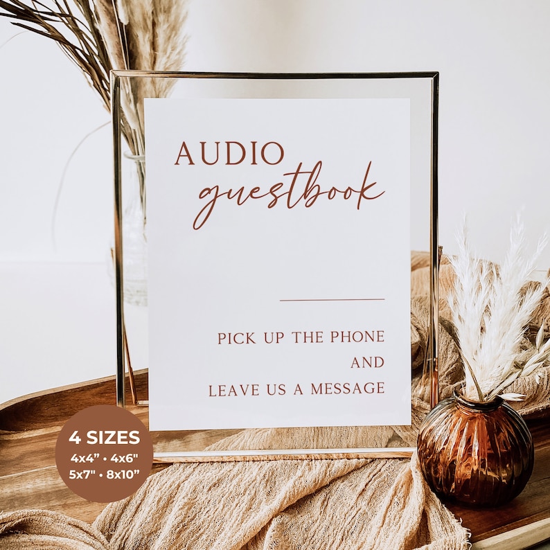 Audio Guestbook Sign Template, Wedding Guestbook Template, Editable ...