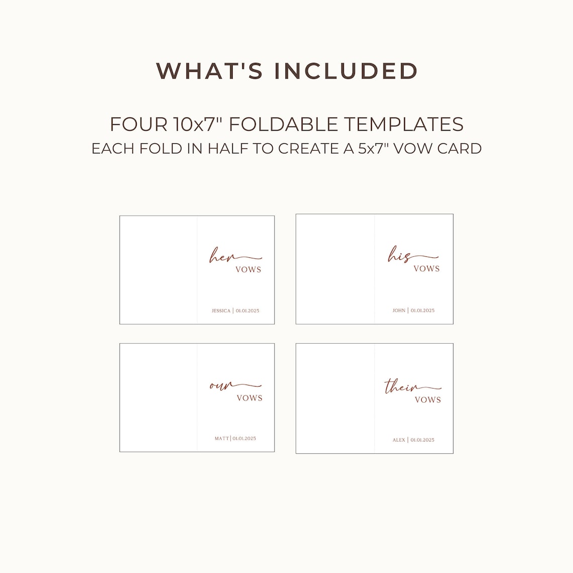 Wedding Vows Card Template, Printable His and Hers Vows Card, Our Vows ...