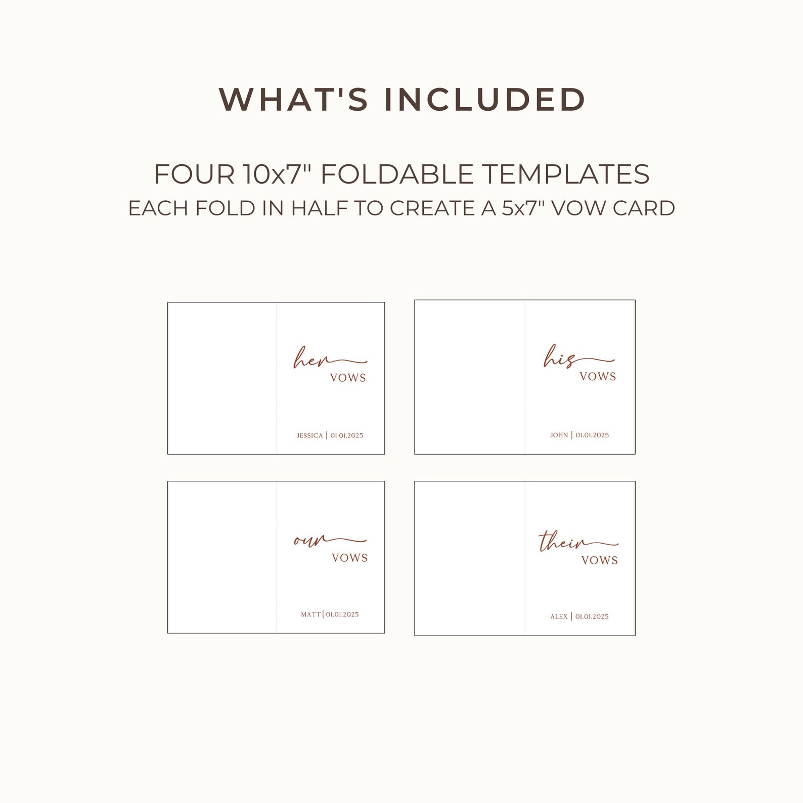 Wedding Vows Card Template, Printable His and Hers Vows Card, Our Vows ...