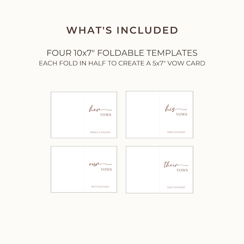 Wedding Vows Card Template, Printable His and Hers Vows Card, Our Vows ...