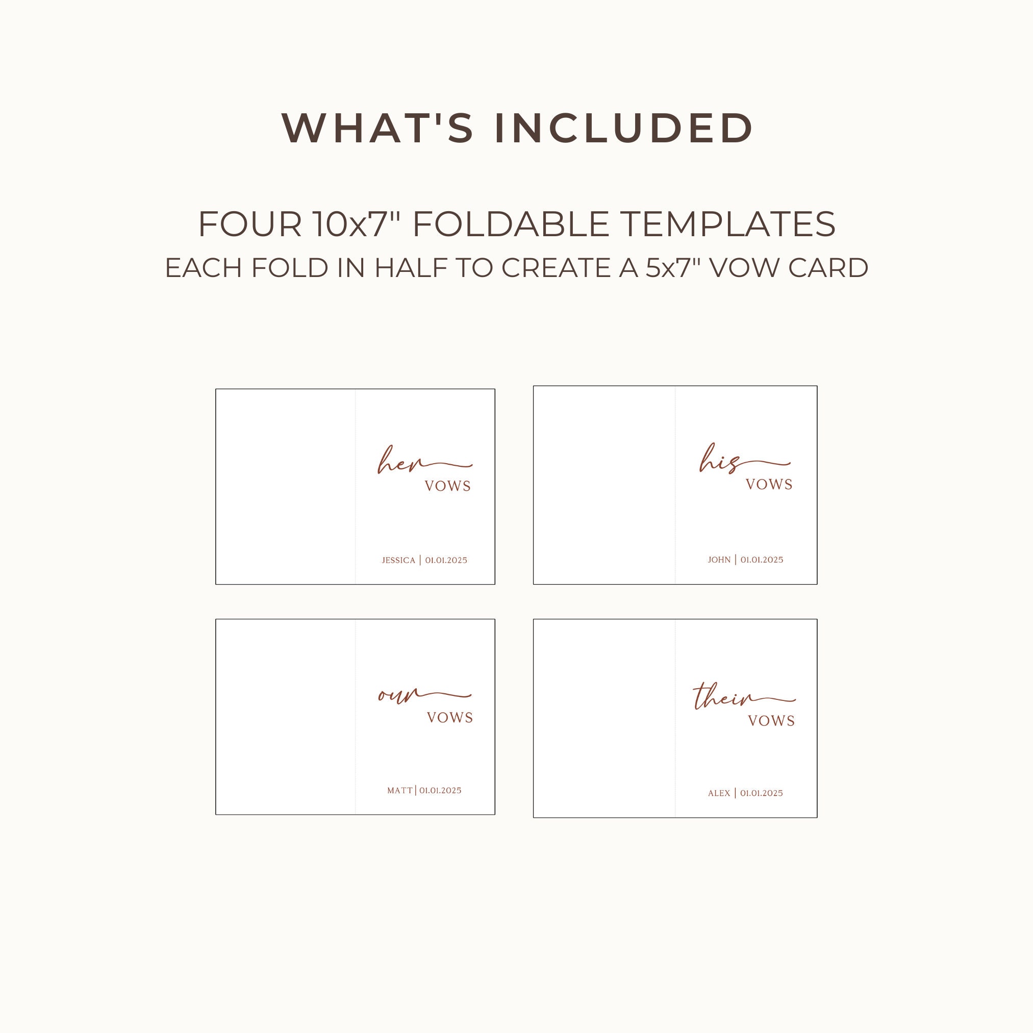 Wedding Vows Card Template, Printable His and Hers Vows Card, Our Vows ...