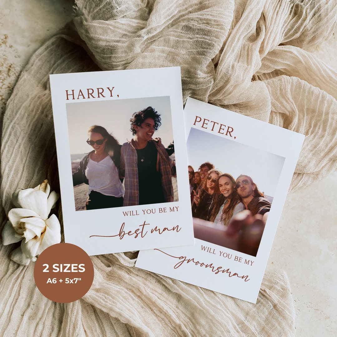 Groomsman Photo Proposal Card Template, Editable Best Man Photo Card ...
