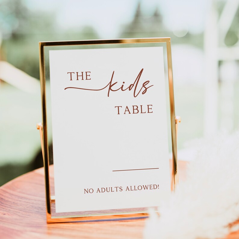 Kids Table Sign Template, Kids Table Wedding Sign, Custom Kids ...